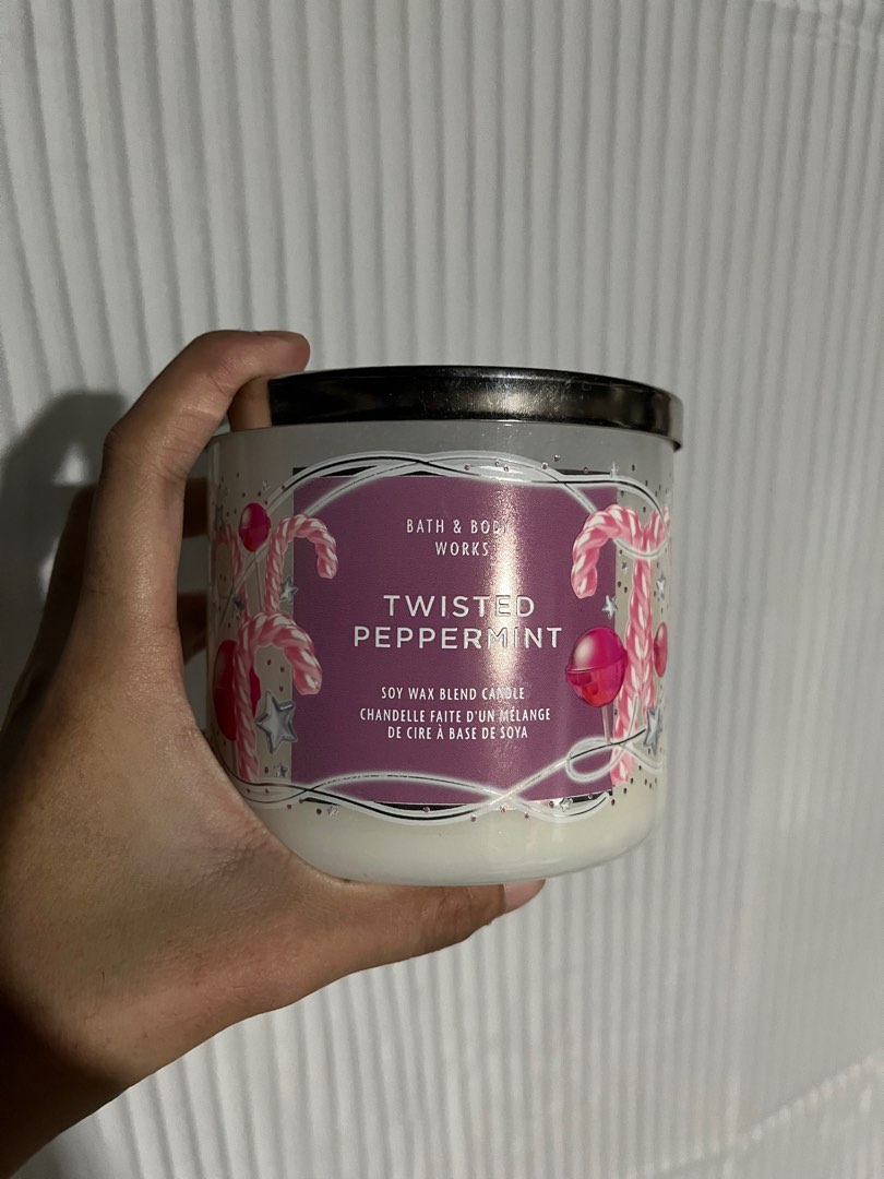 Twisted peppermint bath and body works candle, Furniture & Home Living ...