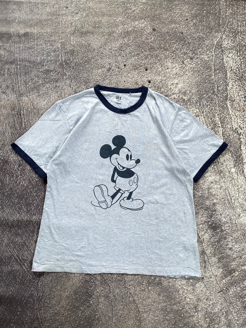 Uniqlo x Disney ringer tee, Fesyen Pria, Pakaian , Atasan di Carousell