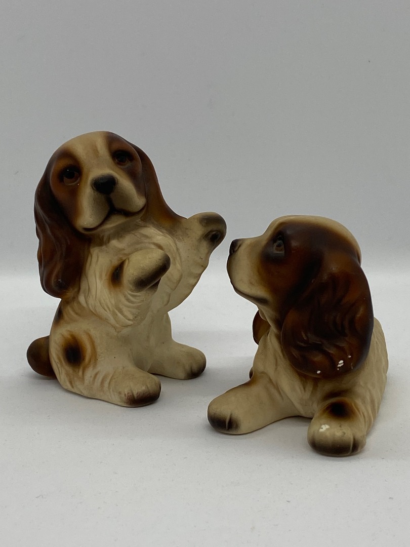 Vintage Set of Two Ceramic Cocker Spaniels Figurines in Difference ...