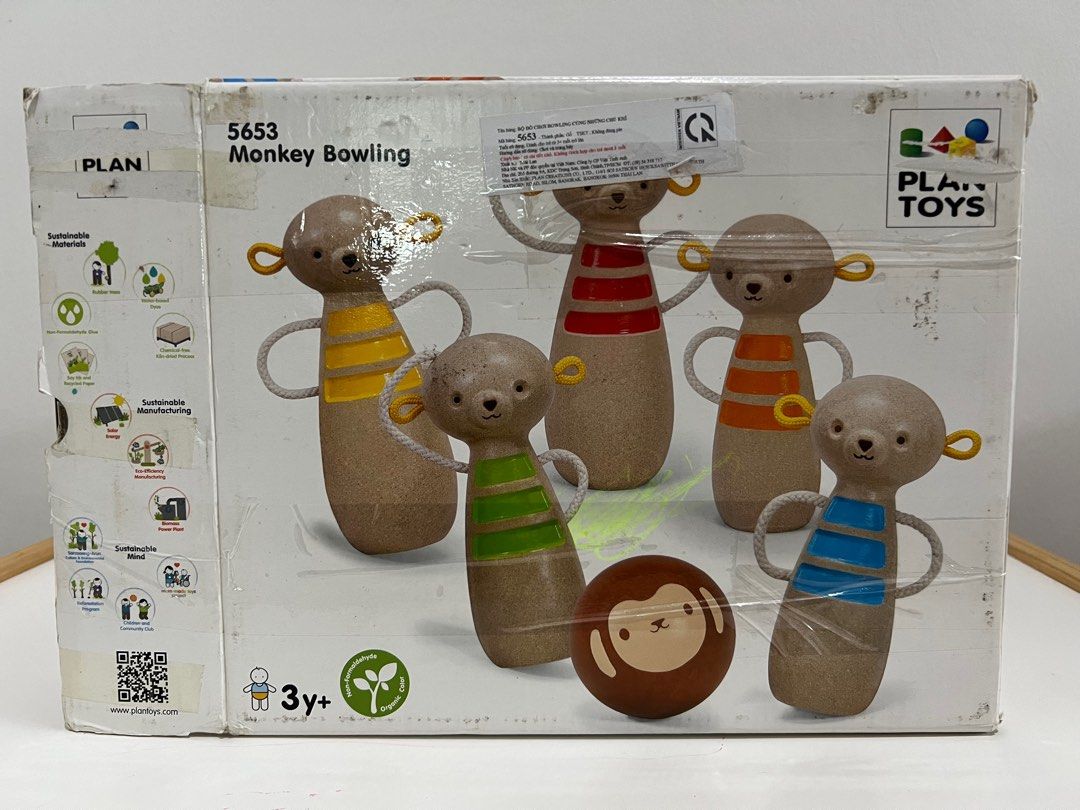 Wooden Monkeys Bowling, Hobbies & Toys, Toys & Games on Carousell