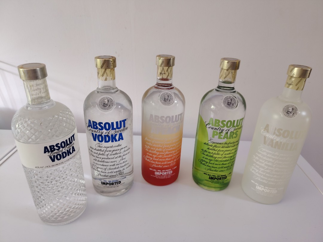5 bottles Assorted absolute Vodka @$50.00, Garage Sale on Carousell
