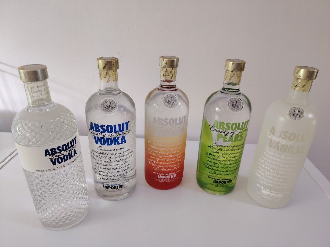 5 bottles Assorted absolute Vodka @$50.00, Garage Sale on Carousell