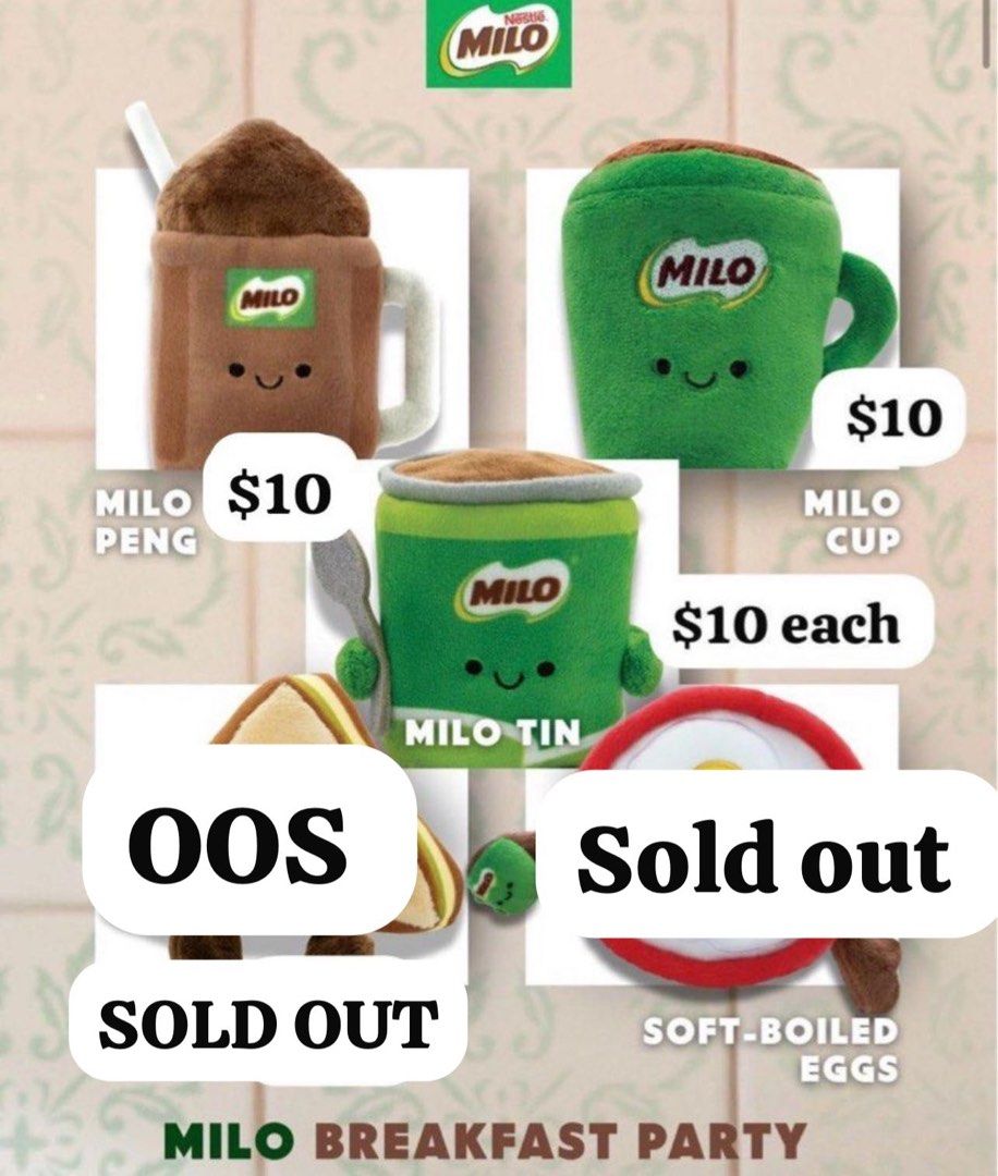 [ sealed] Instock authentic Milo cup / Iced Milo Peng / tin soft toy ...