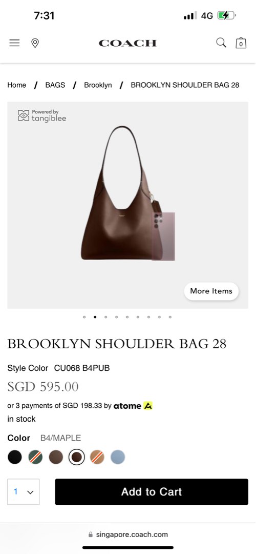 COACH BROOKLYN SHOULDER BAG 28 - MAPLE, Luxury, Bags & Wallets on Carousell