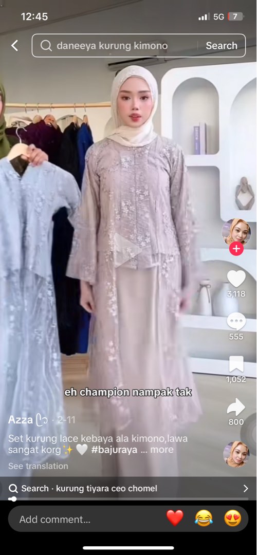 Daneeya Kurung Kimono CEO CHOMEL, Women's Fashion, Muslimah Fashion ...