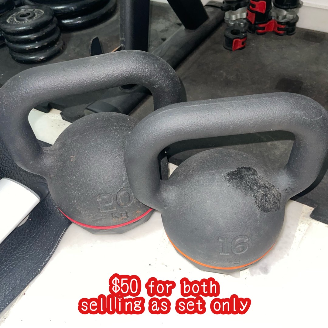 Decathlon CORENGTH Kettlebell BUNDLE 16KG & 20KG, Garage Sale on Carousell