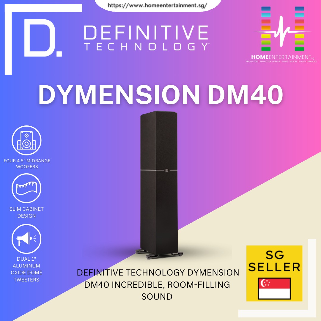 DEFINITIVE TECHNOLOGY DYMENSION DM40 SLIM BIPOLAR TOWER SPEAKER, Audio ...