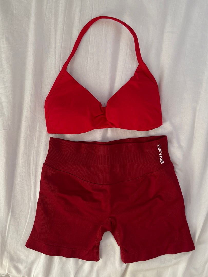 Dfyne strappy bra and impact shorts in Red (DUPE), Women's Fashion ...