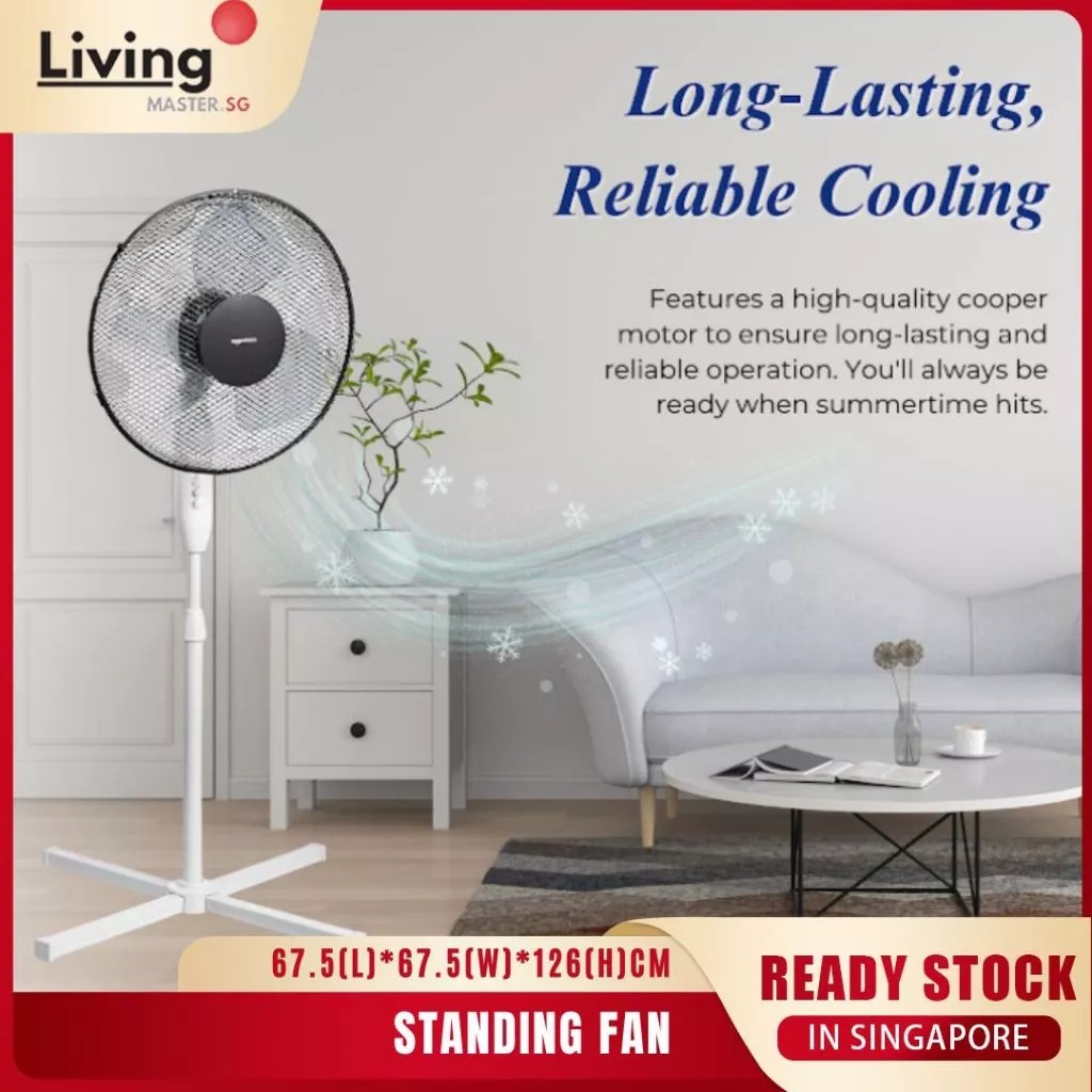 Electric Standing Fan With 3 Speed Oscillating Stand Fan, Furniture ...