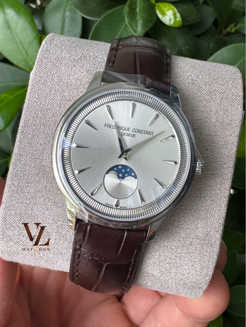 Frederique Constant Classics Moneta Moonphase Silver Sunray Dial 37mm S ...