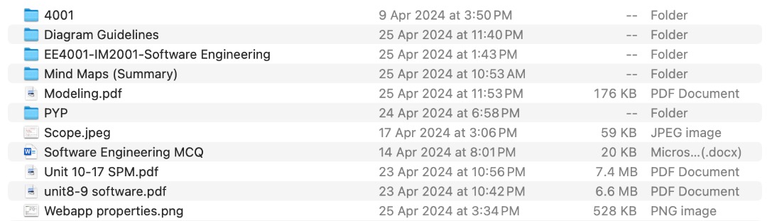 IE4001 Software Engineering; Mind Map notes, Sample Exams, Quiz 1 and 2 ...