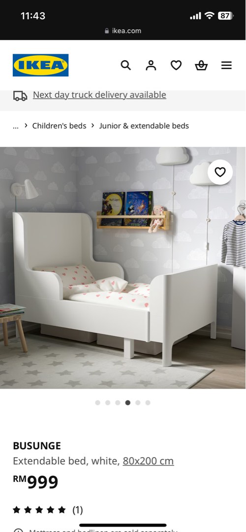 Ikea Busunge Bed Frame Free Mattress & Bedsheet, Furniture & Home ...