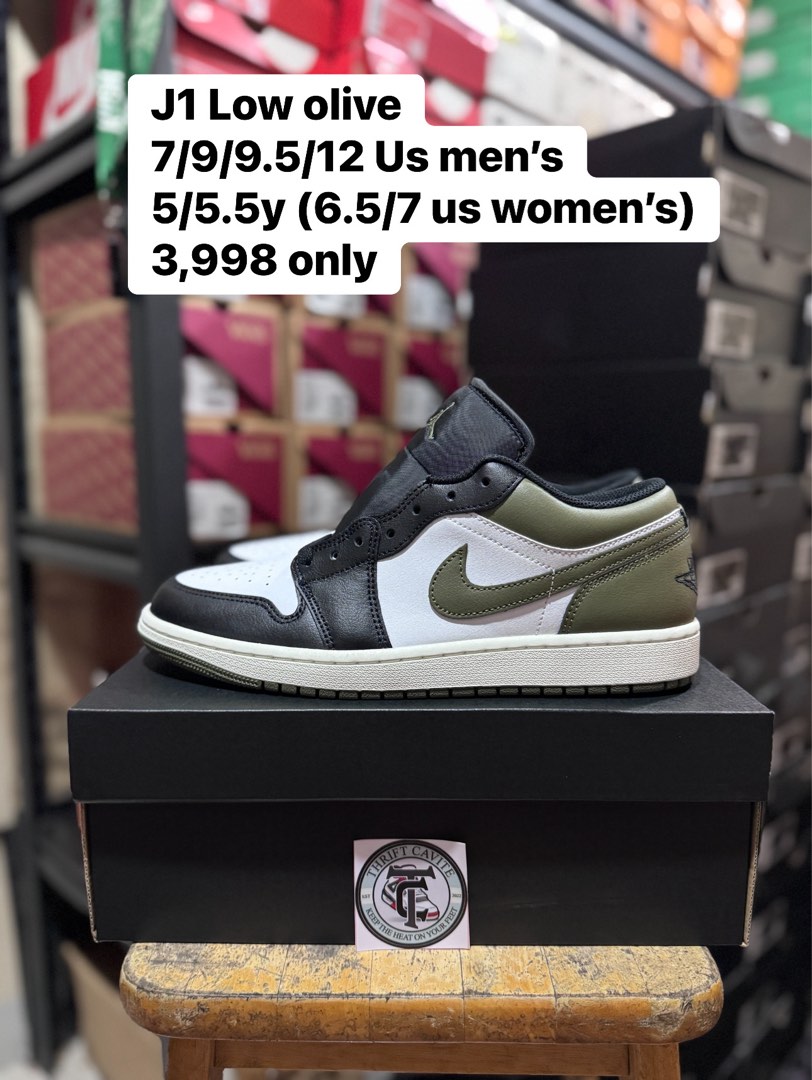 J1 low medium olive, Men's Fashion, Footwear, Sneakers on Carousell