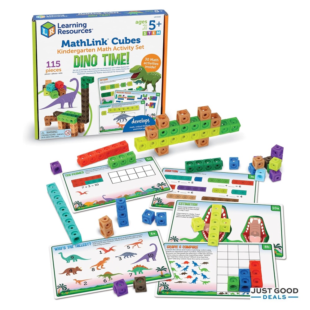 Learning Resources MathLink Cubes Kindergarten Math Activity Set: Dino ...