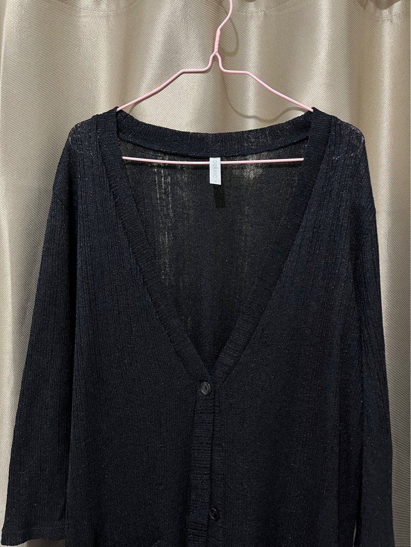long black cardigan (transparent), Fesyen Wanita, Pakaian Wanita, Baju ...
