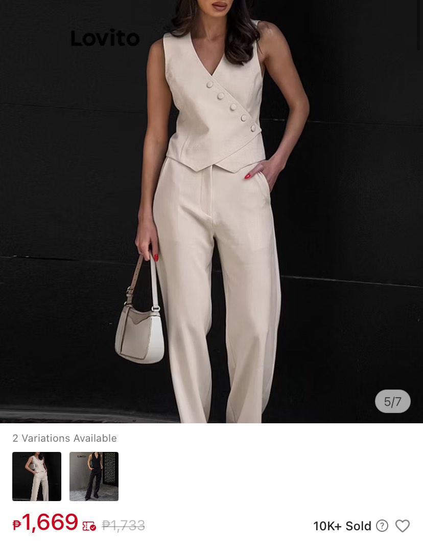 Lovito Nude Vest and Trouser pants Coordinate, Women's Fashion, Dresses ...