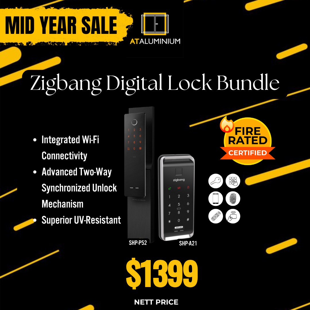 [MID YEAR SALE] Zigbang Door SHP-P52 + Gate SHP-A21 Digital Lock Bundle Promotion, Furniture ...