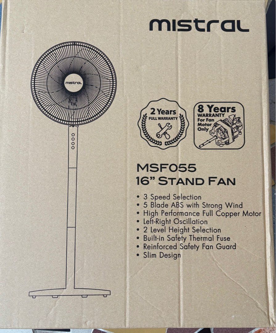 Mistral 16” Stand Fan MSF055, Furniture & Home Living, Lighting & Fans ...