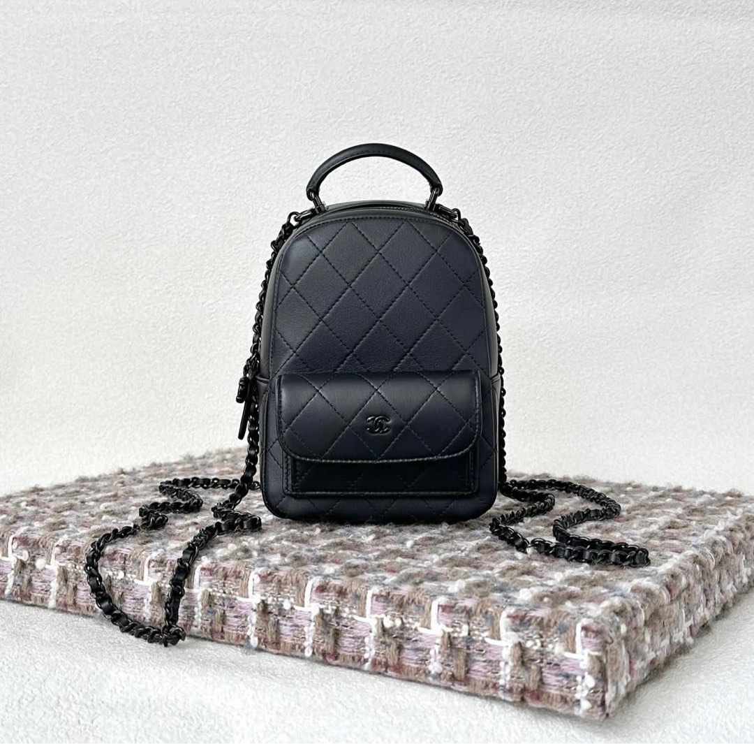 NEW Chanel Mini Backpack / Sling Bag Calfskin So Black, Luxury, Bags ...
