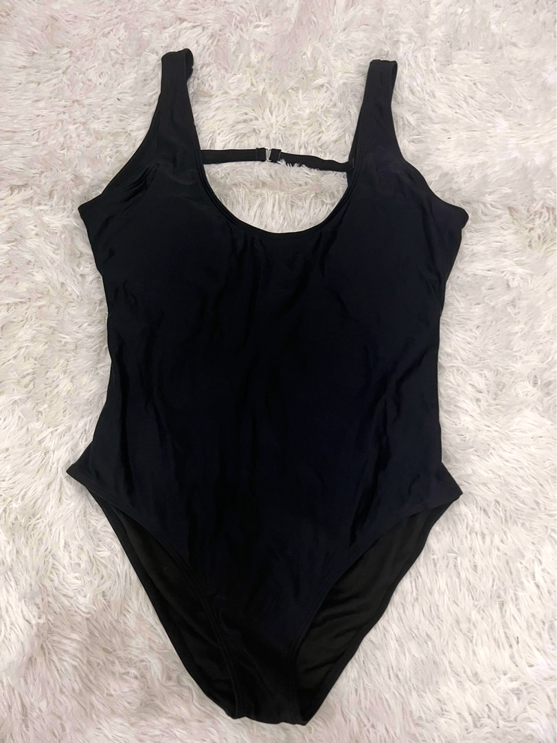 ONE PIECE PLAIN BLACK SWIMSUIT, Women's Fashion, Swimwear, Bikinis ...