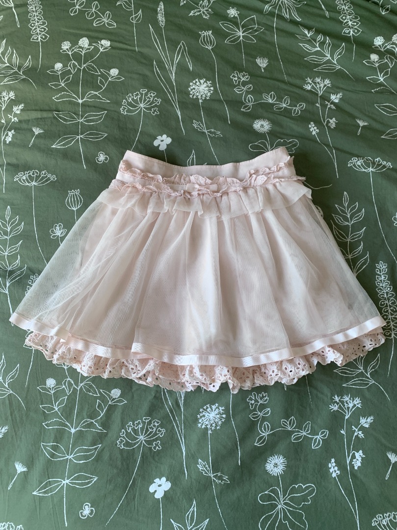 RARE light peach pink Liz Lisa skirt/sukapan with dainty bow detail ...