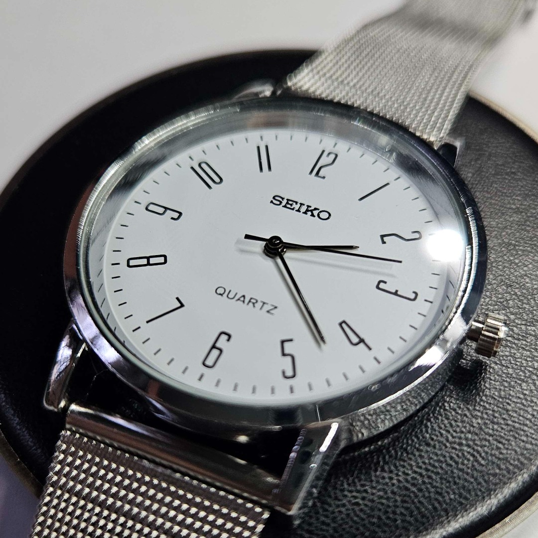 [Pre-Order] Seiko mod white dial silver steel mesh strap quartz fashion ...