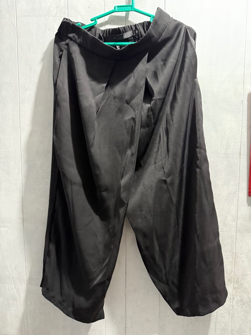 Silk wide leg overlapping pants, Women's Fashion, Bottoms, Other ...