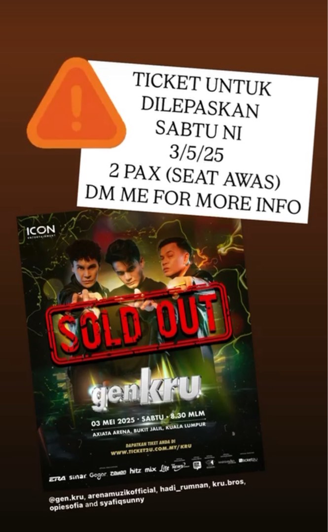 Ticket Konsert KRU Day 1, Tickets & Vouchers, Event Tickets on Carousell