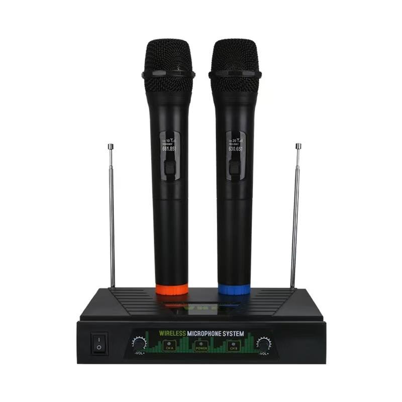 Wireless Microphone System Cordless Dynamic Mic UHF Dual Channel ...