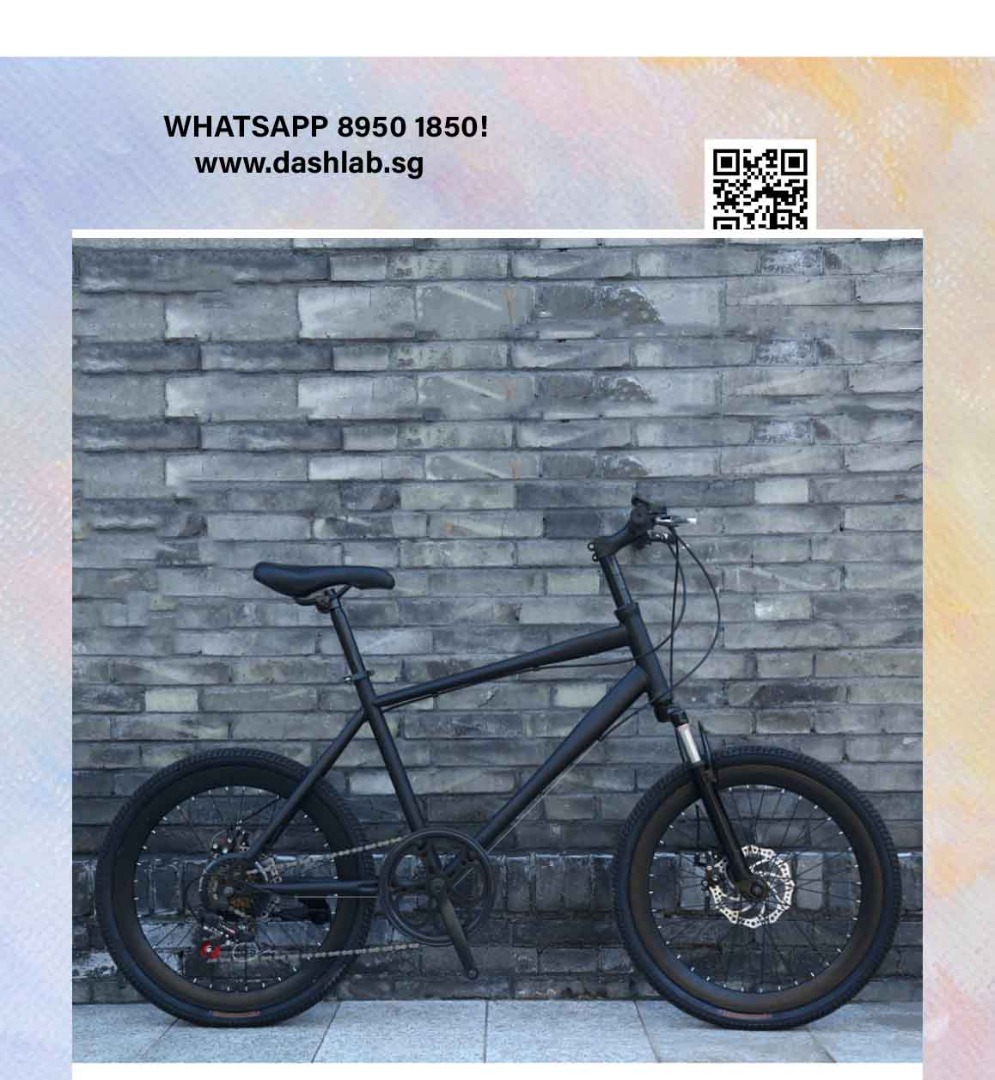 22 Inch 7 Speed MINI VELO [Black] Front Suspension Bicycles Fixie Bike ...