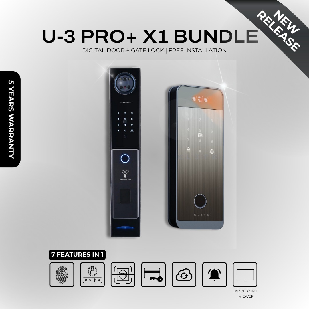 ( 5 Year Local Warranty ) Sync X1 Door Lock + U3 Pro Gate Lock Digital ...