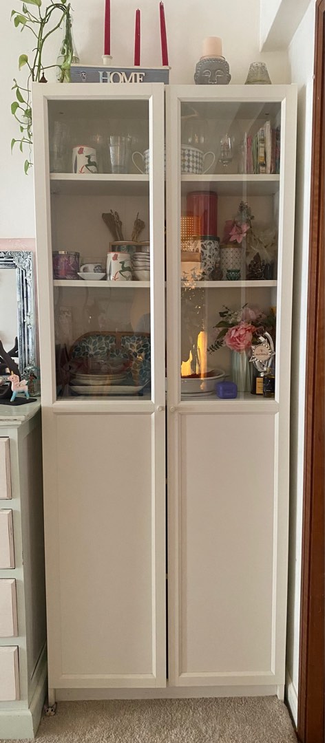 IKEA Billy bookcase with glass panels, Furniture & Home Living ...