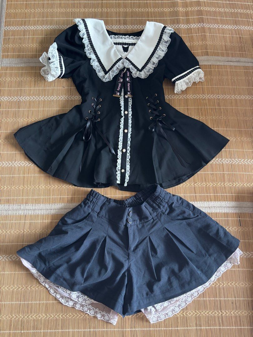 Kuromi jirai gothic ryousangata kawaii setup shirt with shorts lolita ...