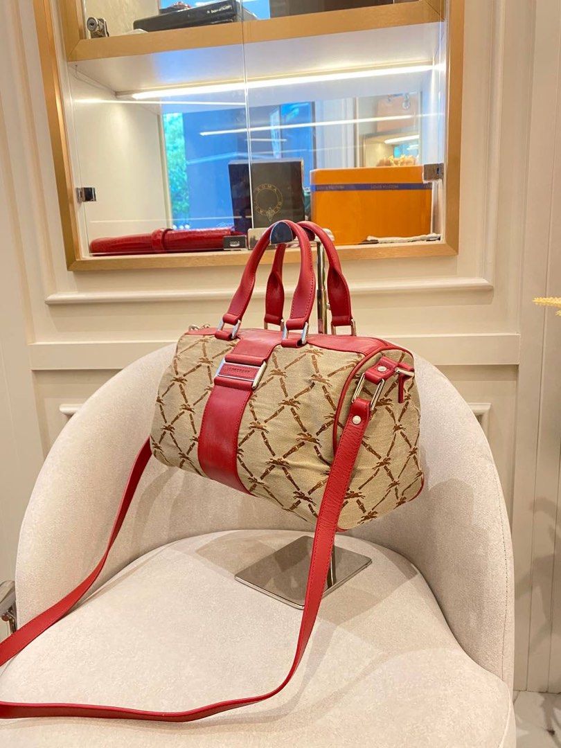 LONGCHAMP MONOGRAM JACQUARD SATCHEL BAG WITH STRAP IN CANVAS / LEATHER ...