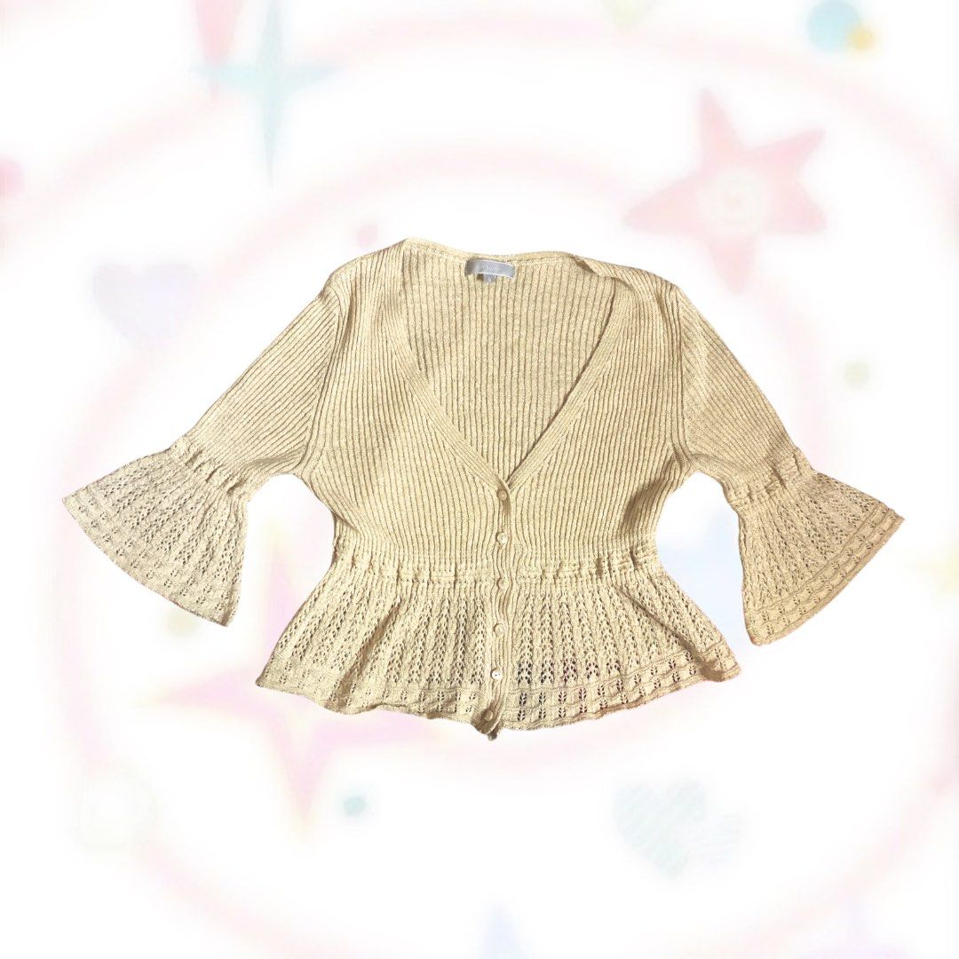 mini outers yellow kuning glitter cardigan || cute crop tops baby tee ...