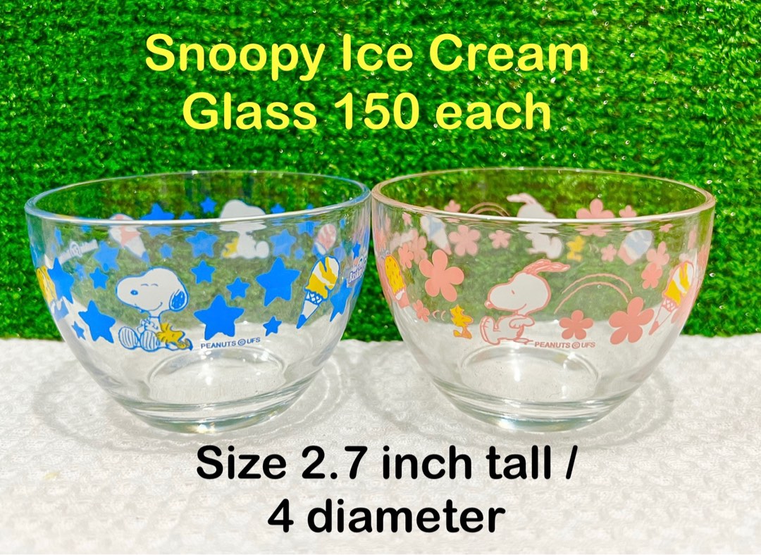 Peanuts Snoopy Ice Cream Glass, Furniture & Home Living, Kitchenware ...