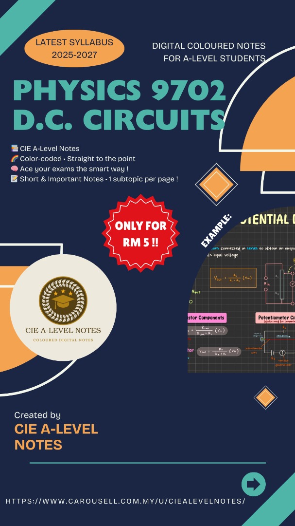 PHYSICS 9702 (D.C. CIRCUITS) | CIE A-LEVEL DIGITAL NOTES | NEW SYLLABUS ...