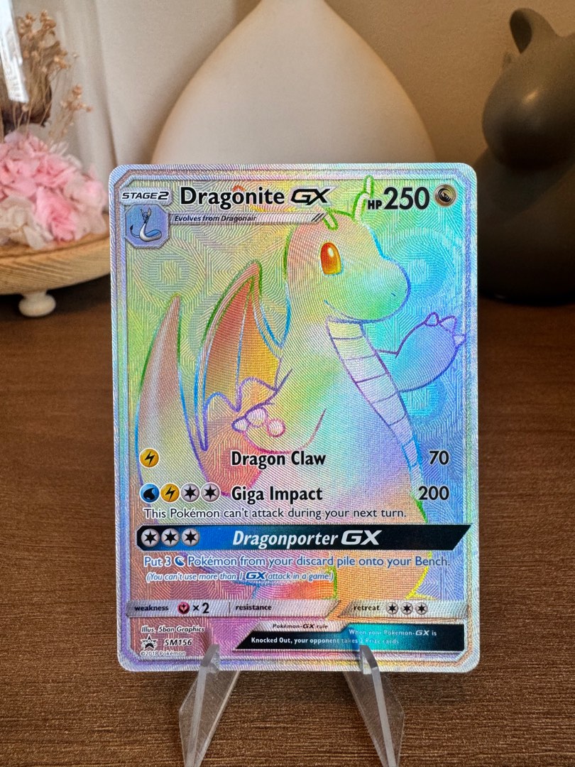 Pokemon TCG - 2018 Dragonite GX (Rainbow) SM156, Hobbies & Toys, Toys ...