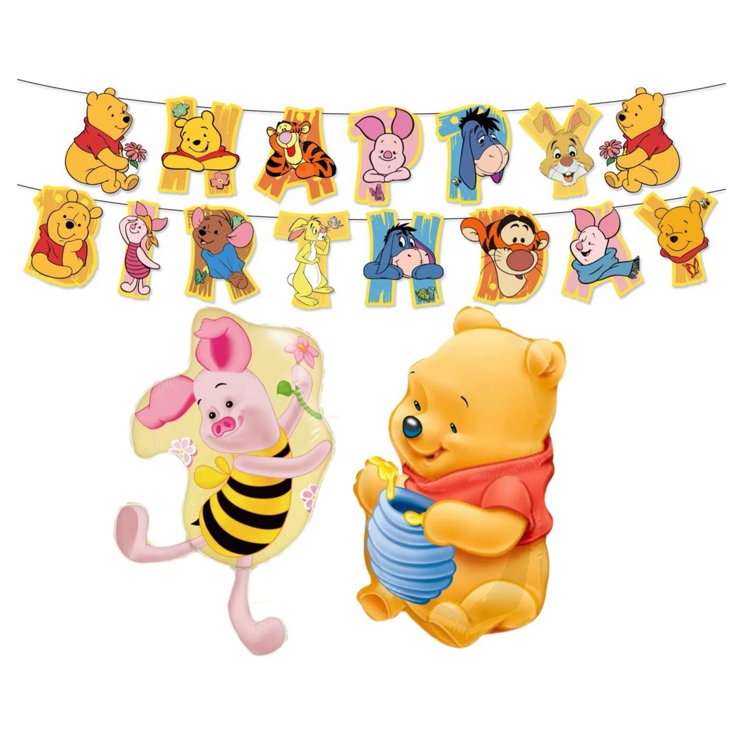 [Ready Stock] Winnie The Pooh Happy birthday party decorations Set ...