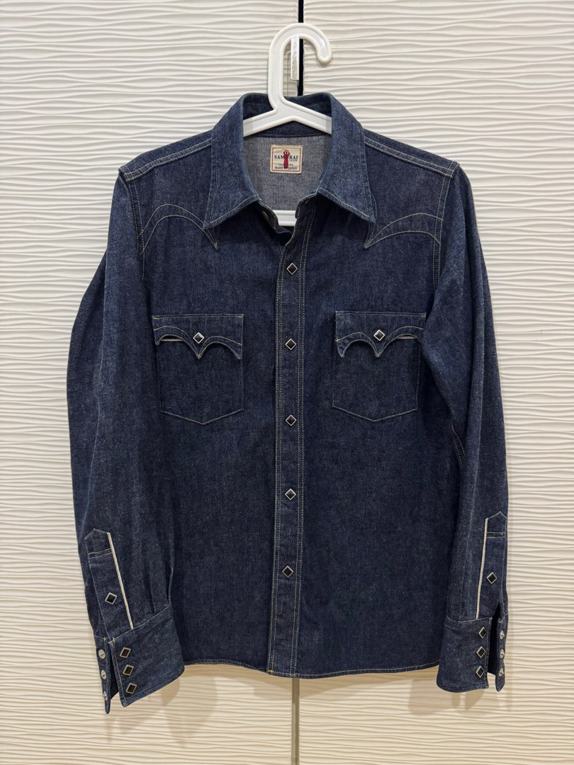 SAMURAI DENIM SHIRT SWD-L01, Men's Fashion, Tops & Sets, Formal Shirts ...