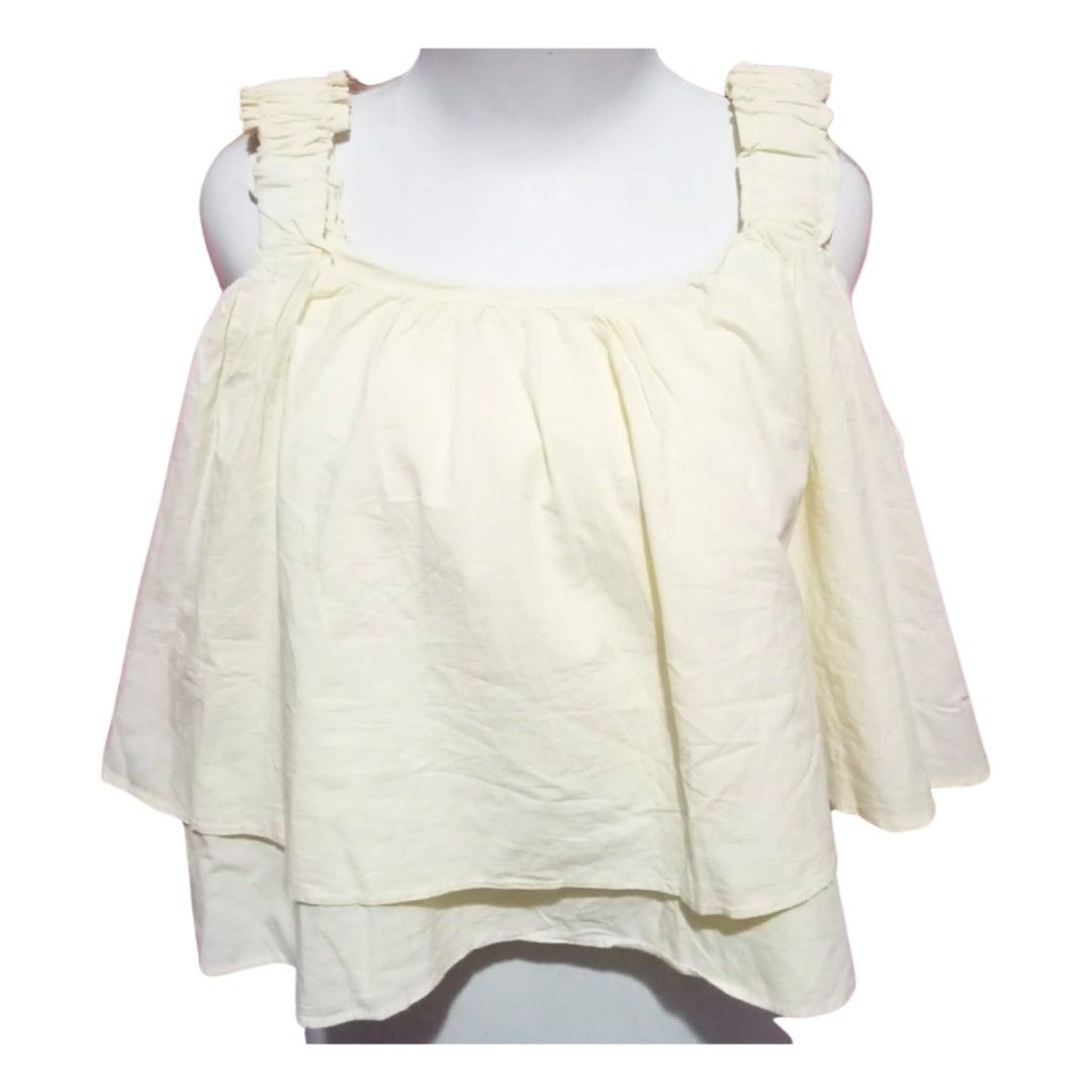 soft yellow top dress over jeans square neck umpak coquette milkmaid ...