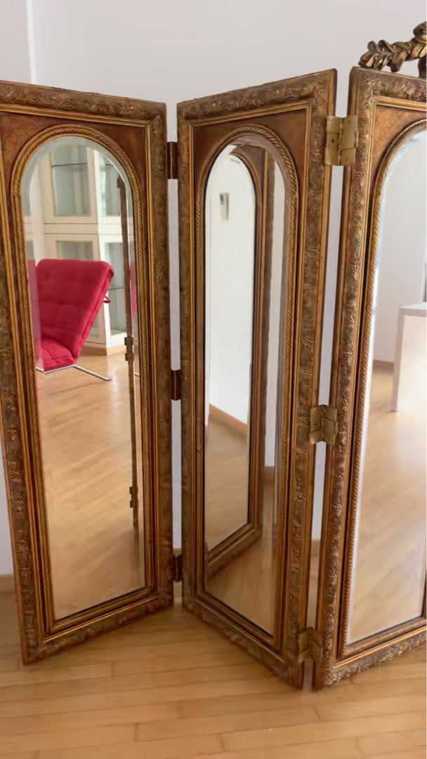 Victorian Vintage Antique Gold Mirror Screen / Partitions, Furniture ...