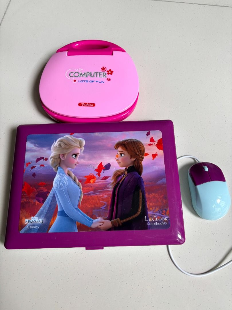 $30 for 2 toy girl pink blue LEXiBOOK Disney Frozen computer Laptop ...