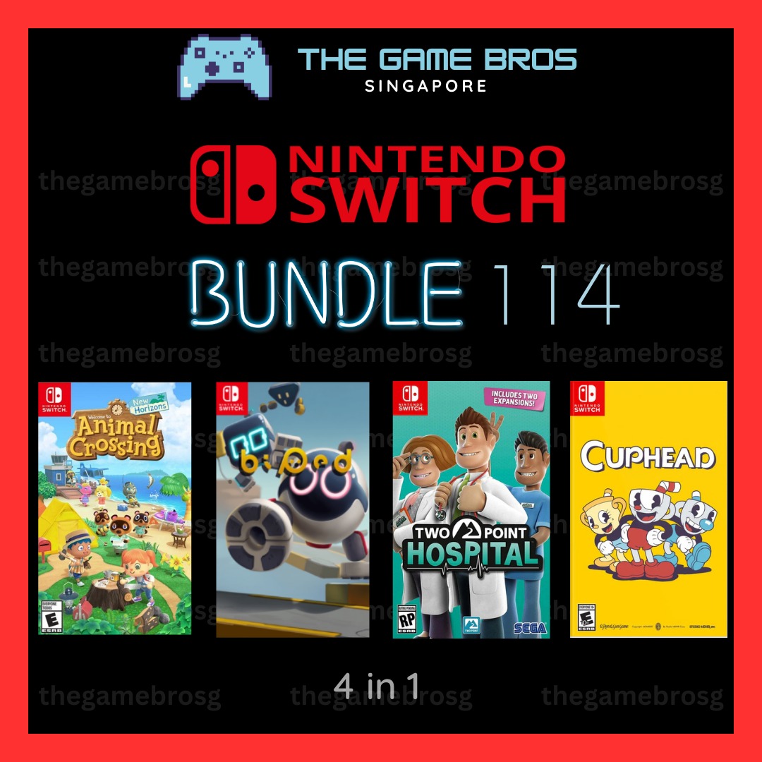 4 in 1: Animal Crossing New Horizons + Biped + Two Point Hospital + Cup Head (Nintendo Switch ...