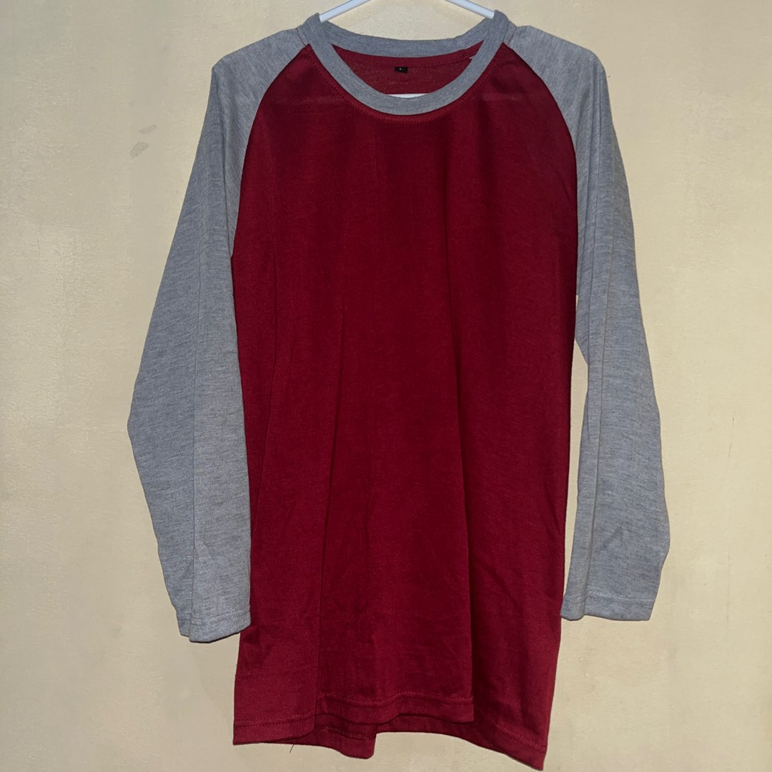 y2k basic korean red merah unisex grey abu longsleeve punk emo 2000s ...