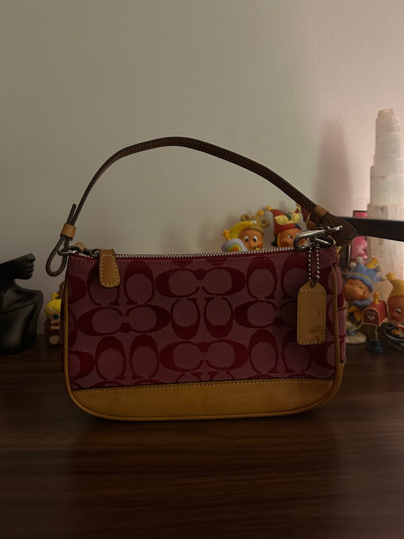 coach monogrammed red demi pochette, Women's Fashion, Bags & Wallets ...
