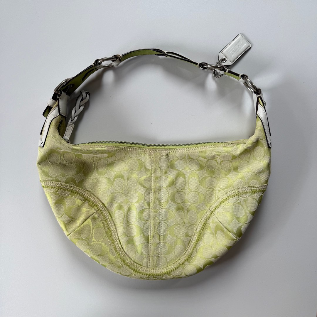 Coach Signature Lime Green Kili, Luxury, Bags & Wallets on Carousell