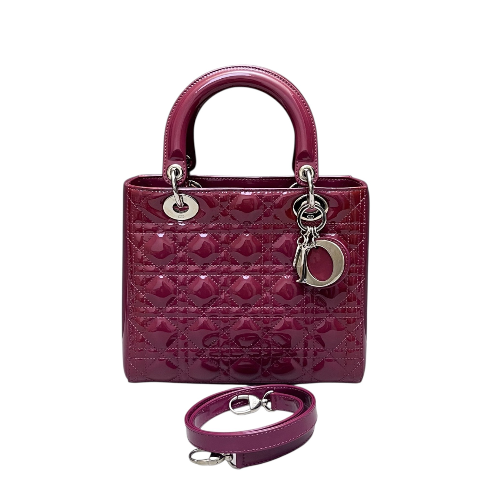 Dior Medium Lady Dior in Fuchsia Pink Patent Leather, Luxury, Bags ...