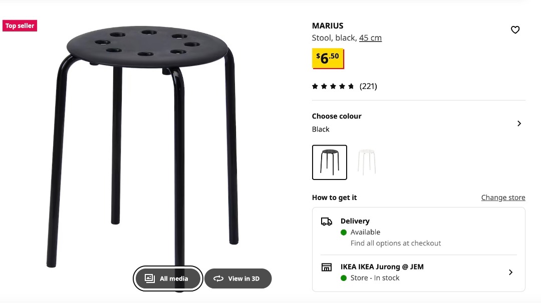 IKEA MARIUS Black Stools, Furniture & Home Living, Furniture, Chairs on ...