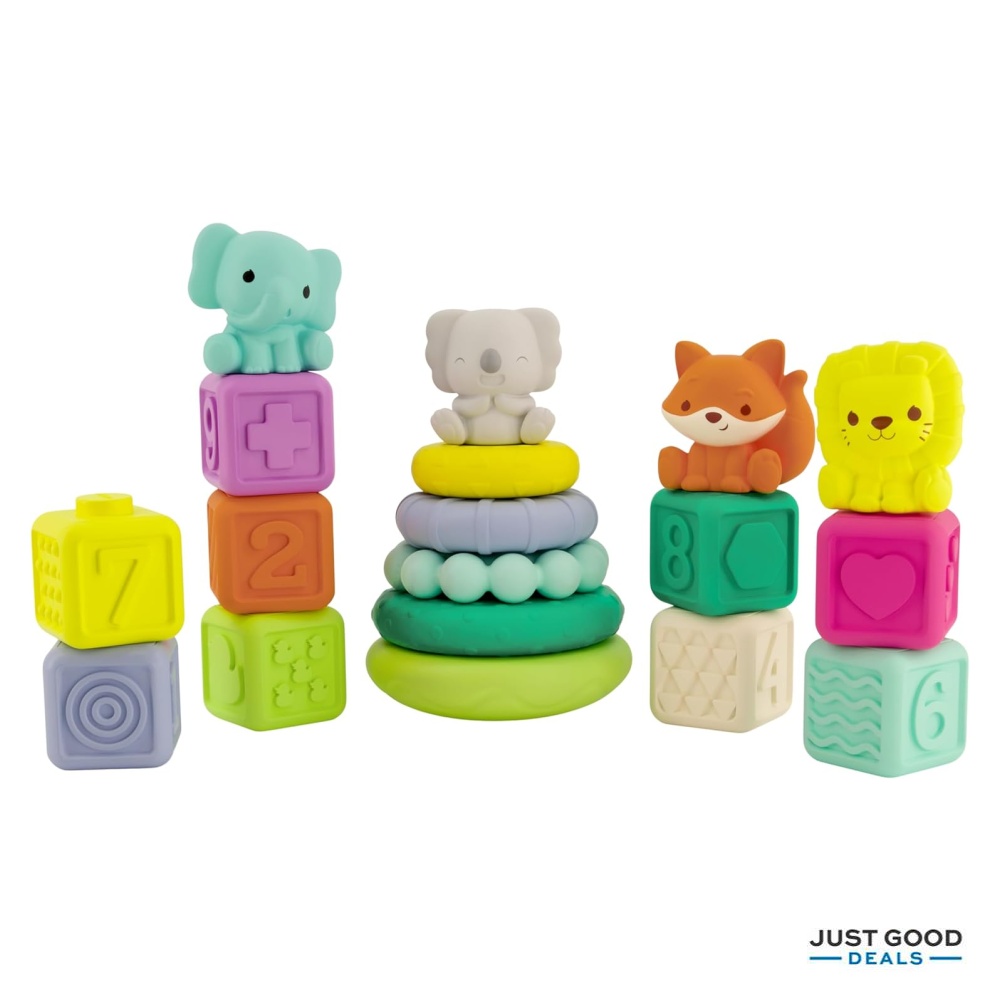 Infantino Stackables Activity Playset - Stacking Blocks, Rings and Pals ...